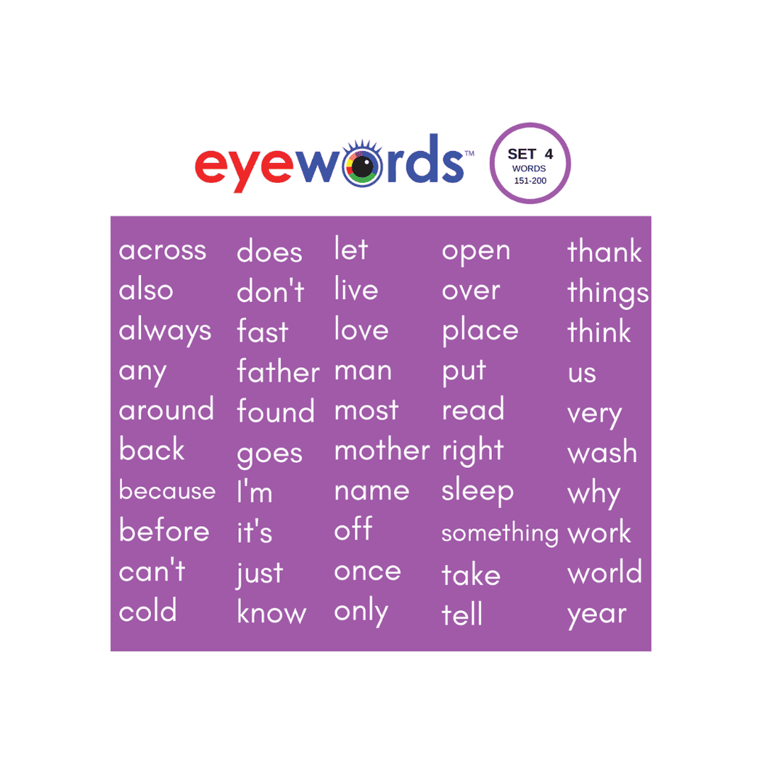 Eyewords™ Multisensory-Orthographic Printable Worksheets, Set 4, Words ...