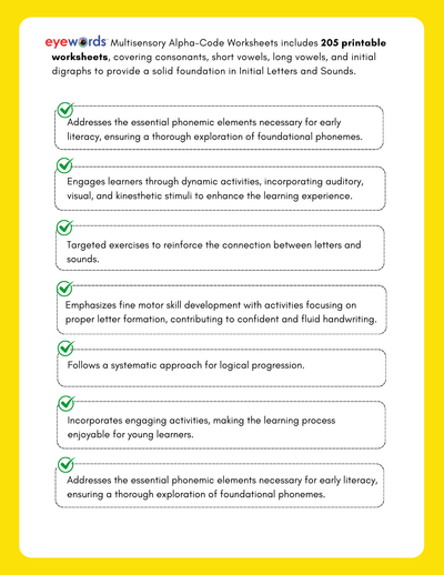 Alpha-Code Printable Worksheets, Set 1 (Digital) | Eyewords