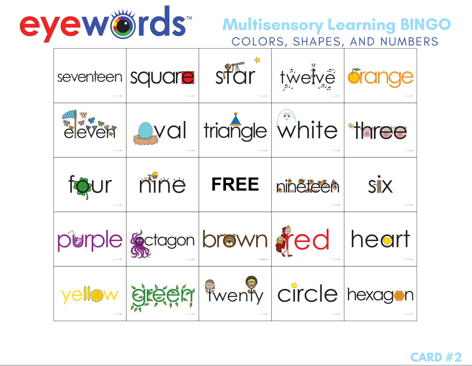 Eyewords Bingo: Colors, Shapes & Numbers (Digital) | Eyewords