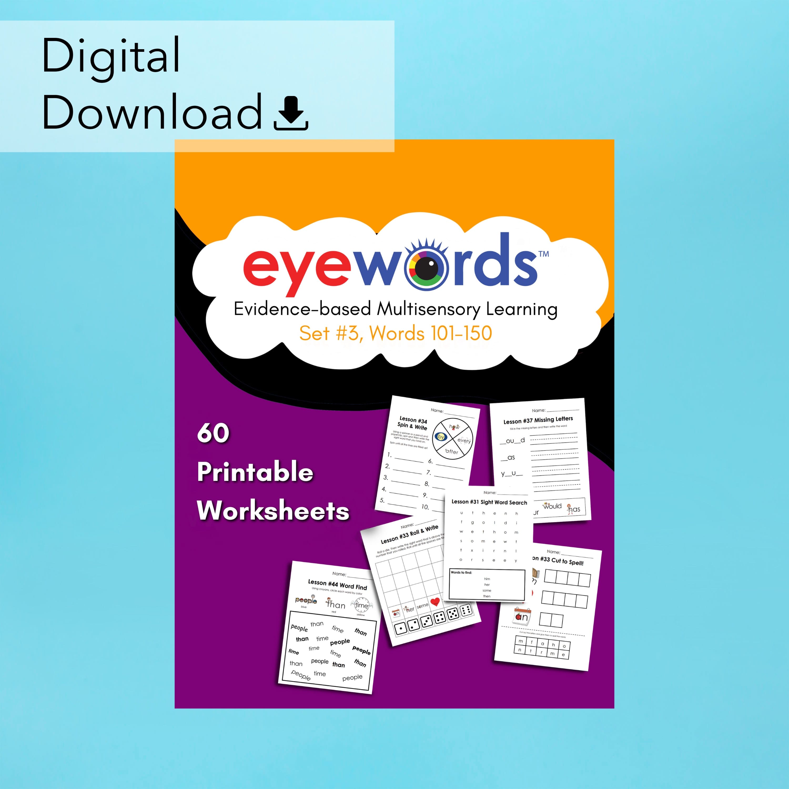Eyewords 68 Printable Activities for Set #3, Words 101-150 (Digital Do ...