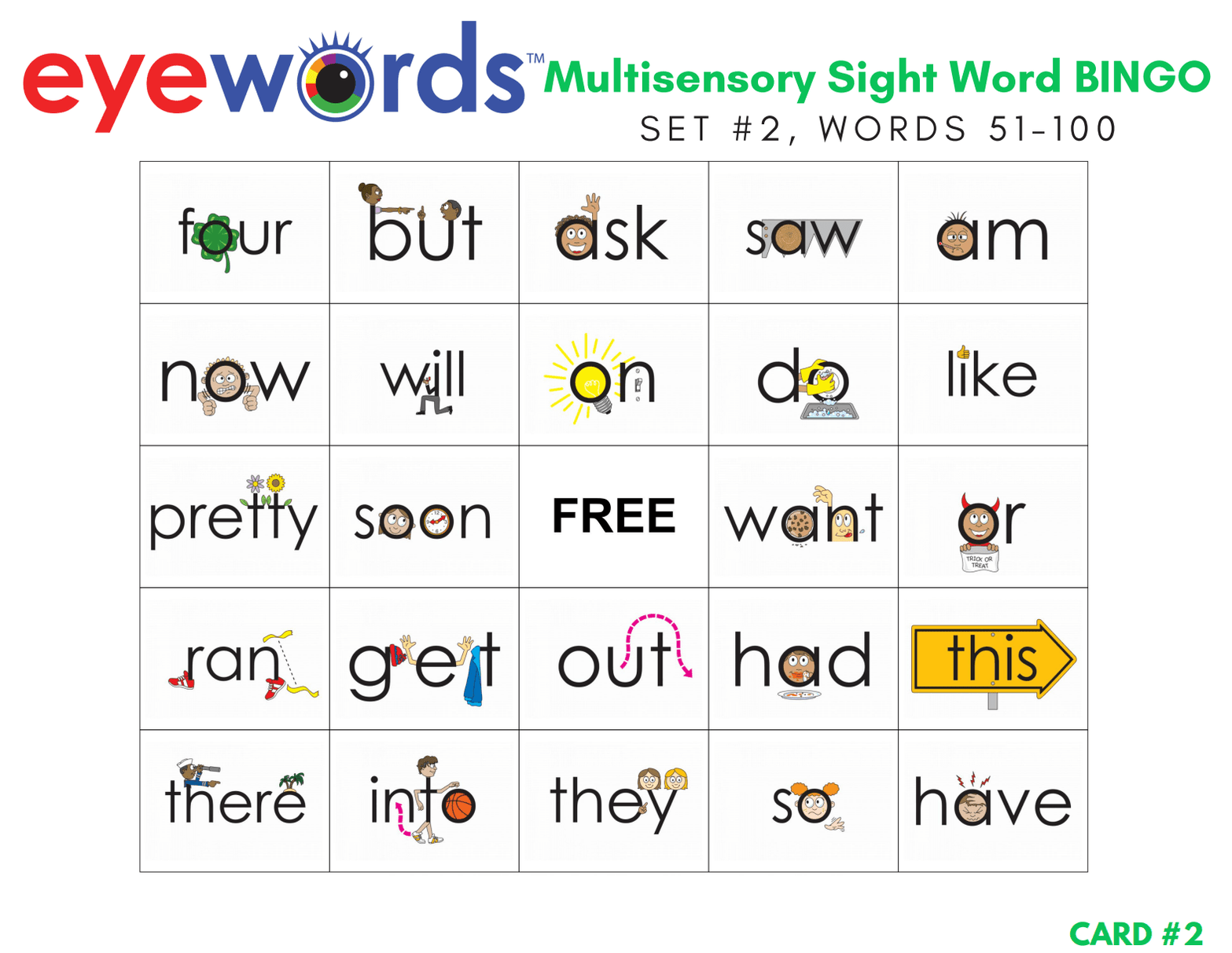 Eyewords Bingo, Set 2 (Digital) | Eyewords