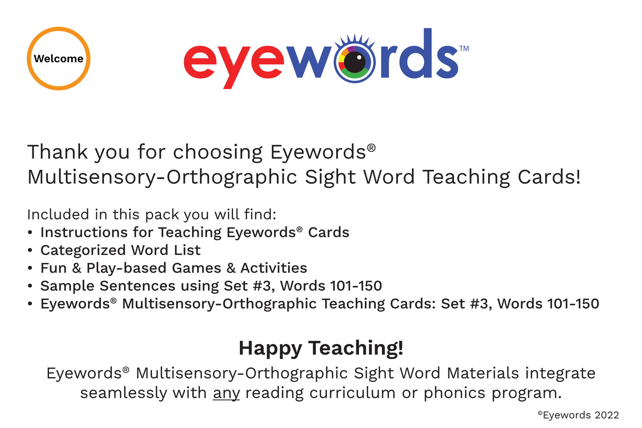 Eyewords with Sound Mapping, Set 3 (Physical) | Eyewords