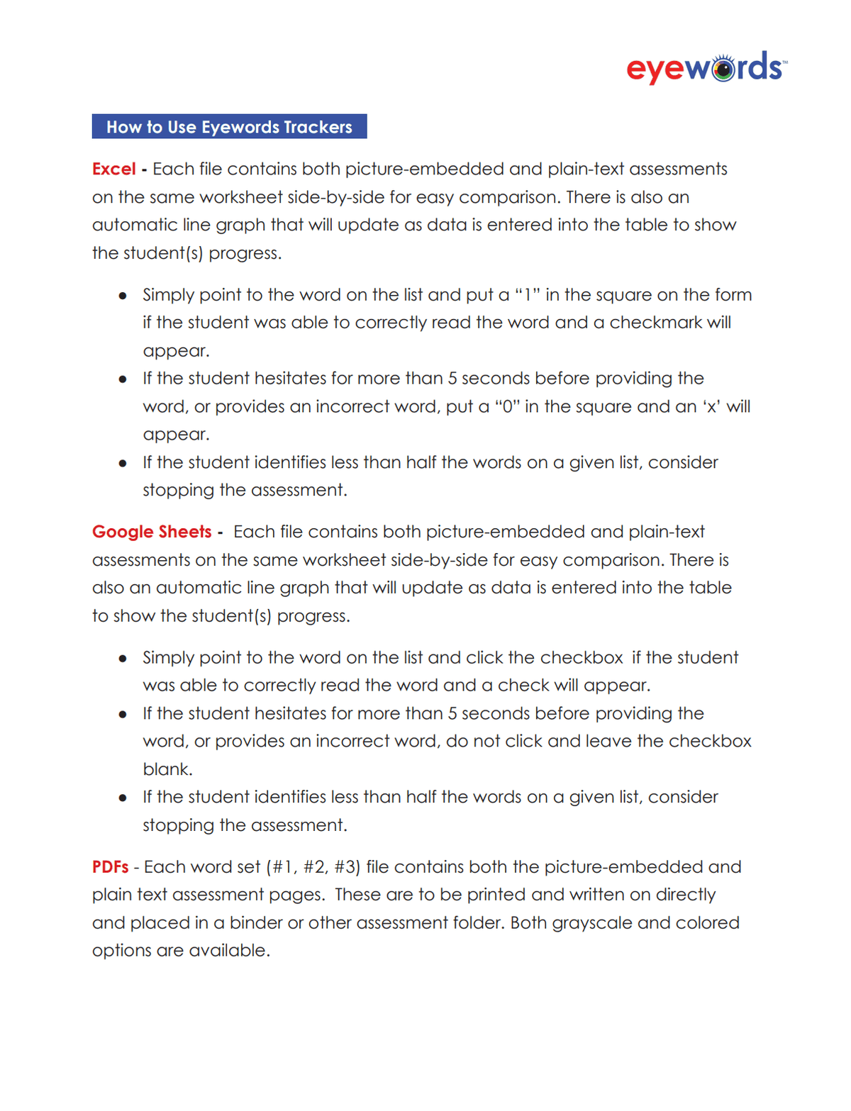 Eyewords Assessment Tracker Bundle: Sets 1-3 (Digital) | Eyewords